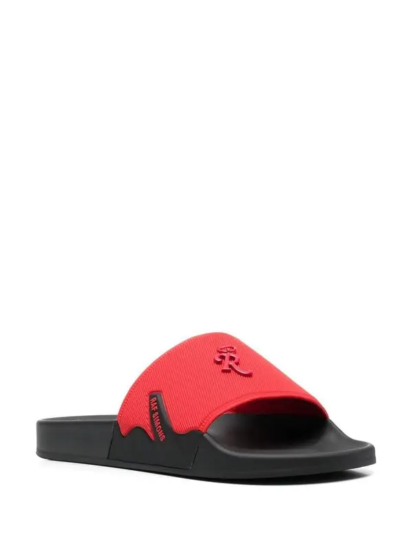 Raf Simons Embossed Logo Slides - Red