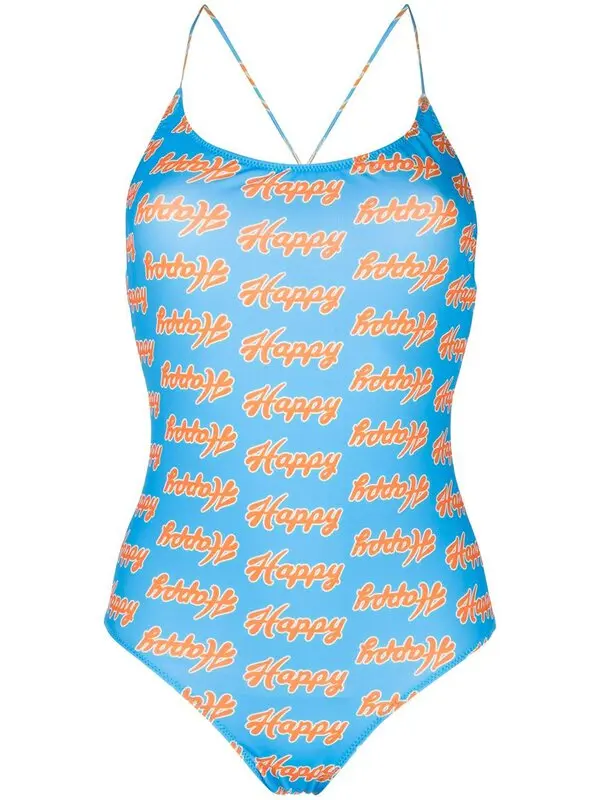 Natasha Zinko Happy Print One-piece Swimsuit - Blue