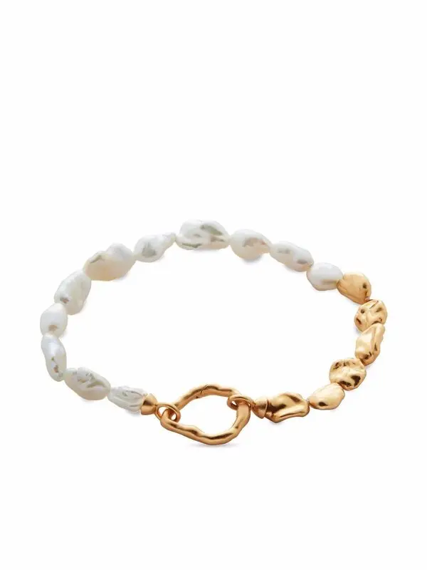 Monica Vinader X Mother Of Pearl Keshi Bracelet - Gold