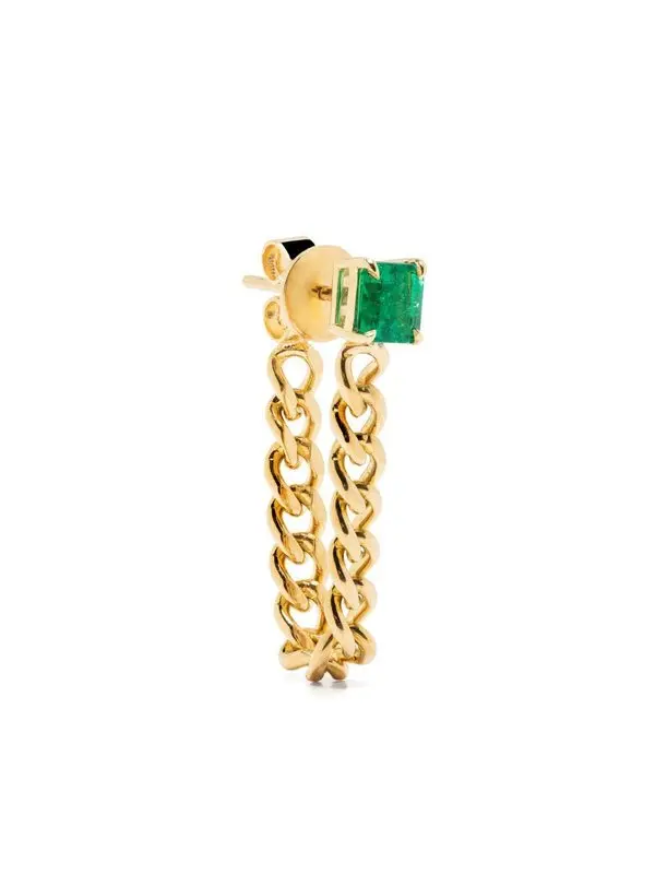 ANITA KO 18kt Yellow Emerald Cuban Link Stud Earring - Gold