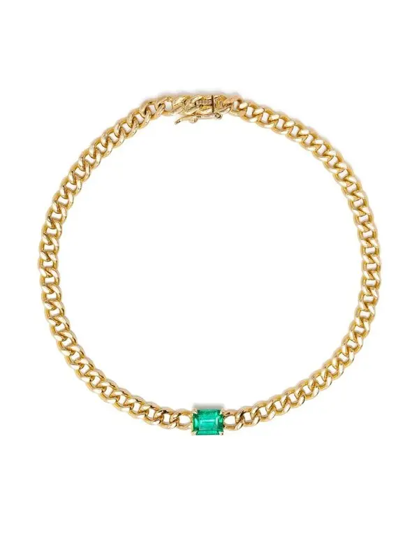 ANITA KO 18kt Yellow Small Cuban Link Emerald Bracelet