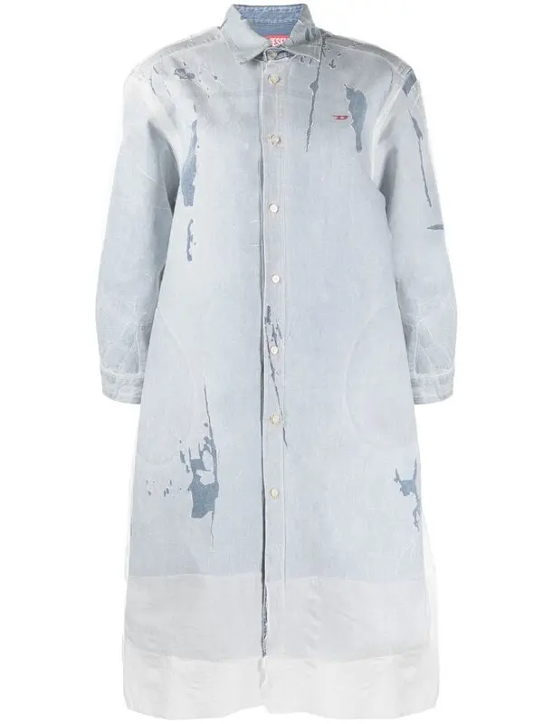 DIESEL® Distressed Denim Shirt Dress