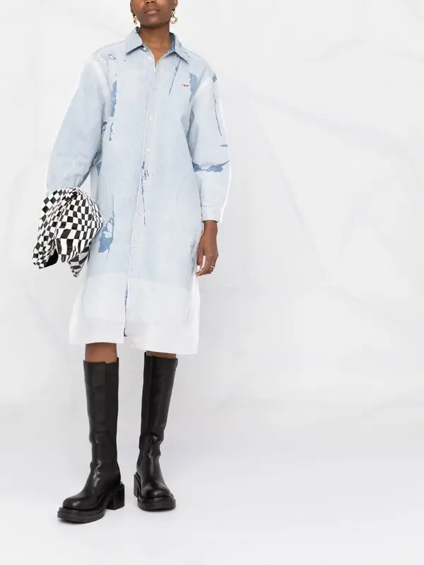 DIESEL® Distressed Denim Shirt Dress