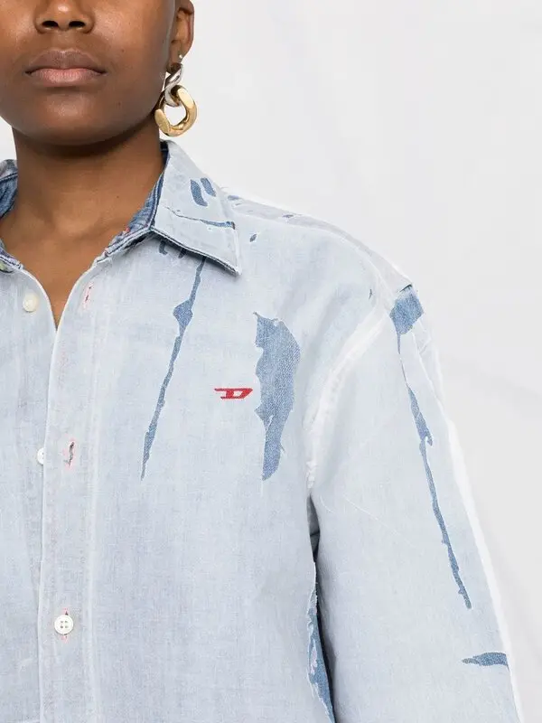 DIESEL® Distressed Denim Shirt Dress