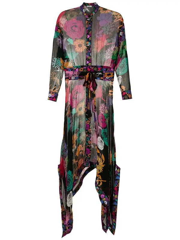 AMIR SLAMA Floral Print Long Dress - Black