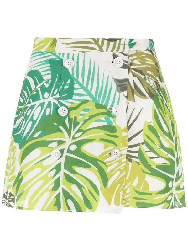 AMIR SLAMA Palm Leaf Print Mini Skirt