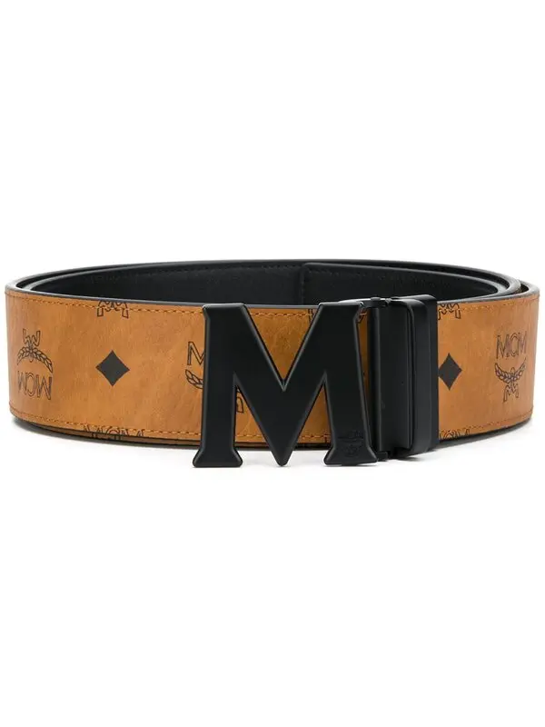 Mcm Claus Matte Reversible Belt - Brown