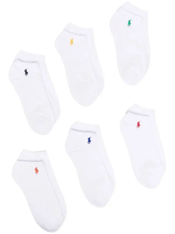 Polo Ralph Lauren Embroidered Logo Socks Set Of 6 - White