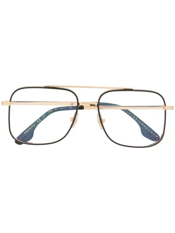 Victoria Beckham Grooved Square-frame Eyeglasses - Gold