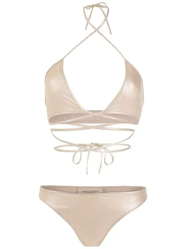 ADRIANA DEGREAS Metallic Halterneck Bikini - Gold
