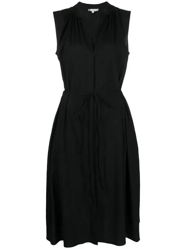 Vince Shirred Band Collar Dress - Black