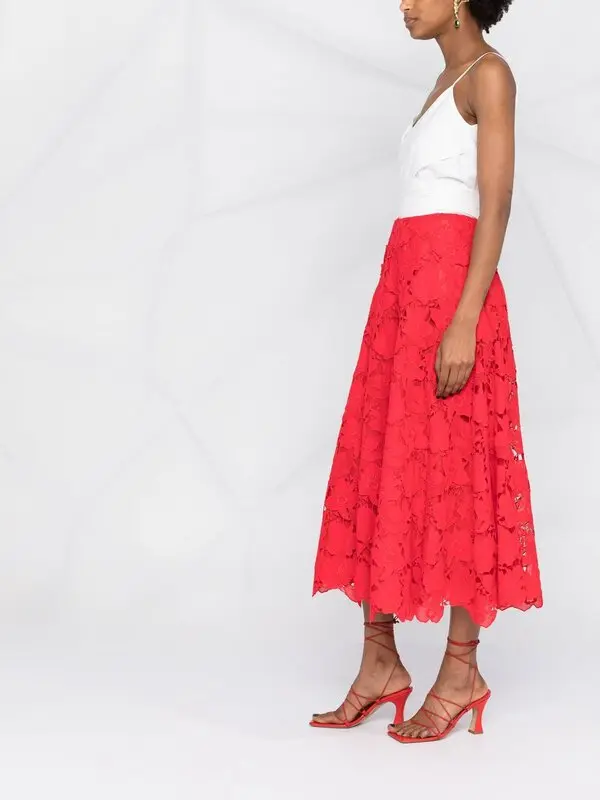 Valentino Garavani Floral-lace Midi Skirt