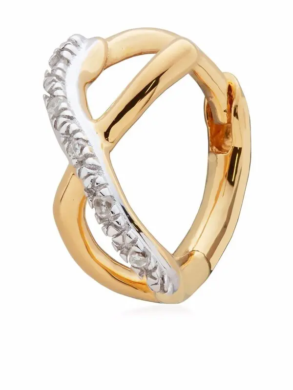 Monica Vinader Riva Crossover Diamond Huggie Earrings - Gold