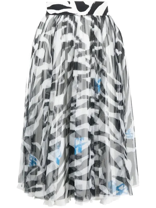 Off-White Zebra-print Pleated Midi Skirt - Black