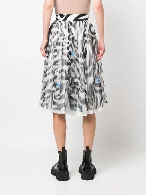 Off-White Zebra-print Pleated Midi Skirt - Black
