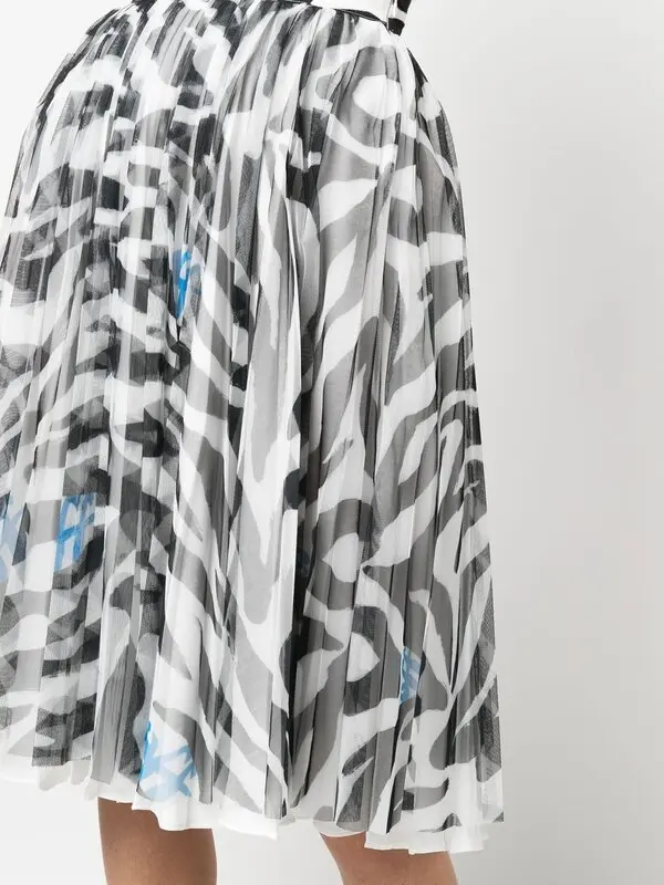 Off-White Zebra-print Pleated Midi Skirt - Black