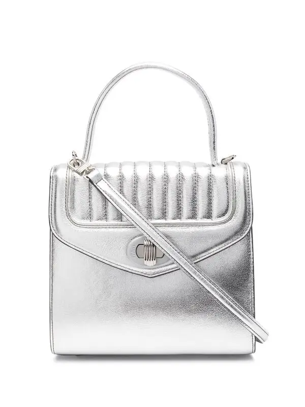 DELAGE Freda Metallic Leather Tote Bag - Grey