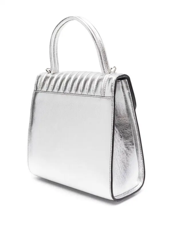 DELAGE Freda Metallic Leather Tote Bag - Grey