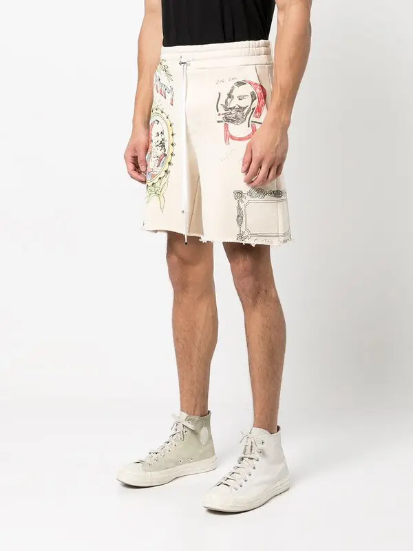 Amiri Printed Jersey Fleece Shorts