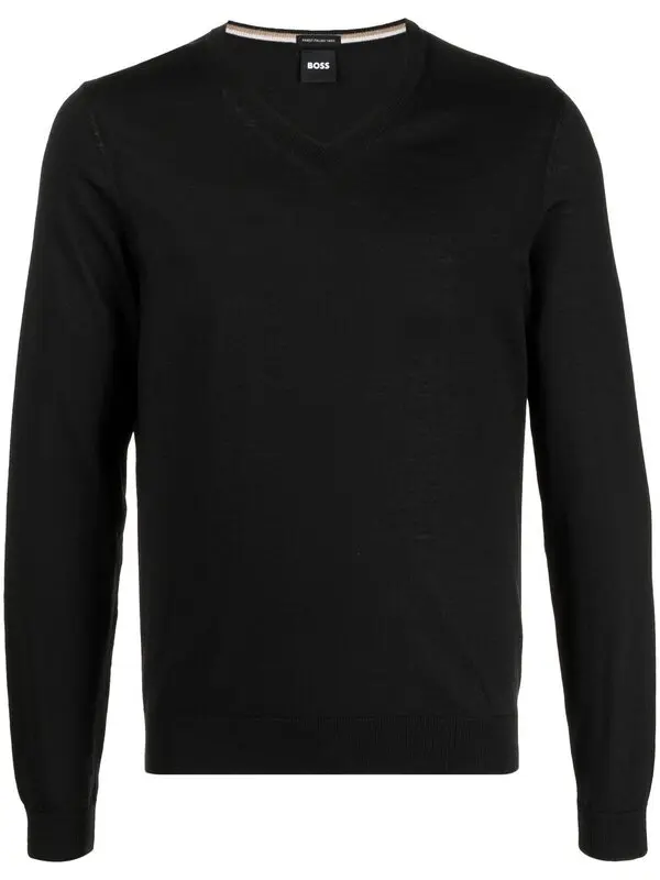 BOSS V-neck Jumper - Black