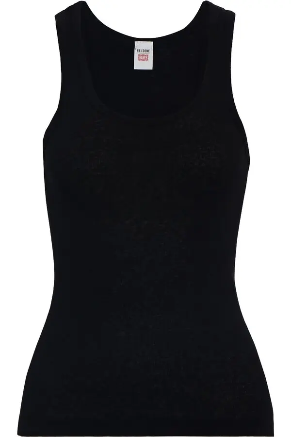 RE/DONE Hanes Ribbed Cotton Tank - Black