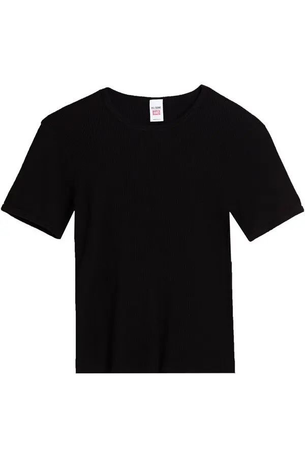 RE/DONE 90s Ribbed Cottonjersey Tshirt - Black