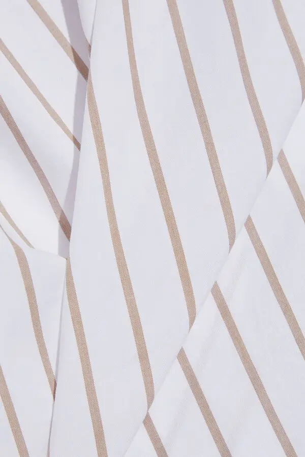 FRAME Cropped Ruffle-trimmed Striped Organic Cotton-poplin Top