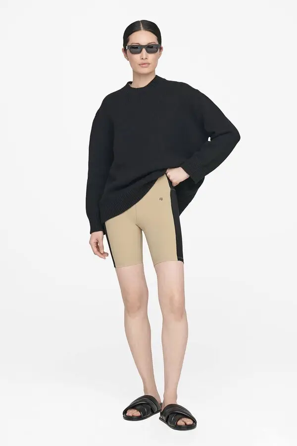 ANINE BING Blake Biker Short - Tan And Black