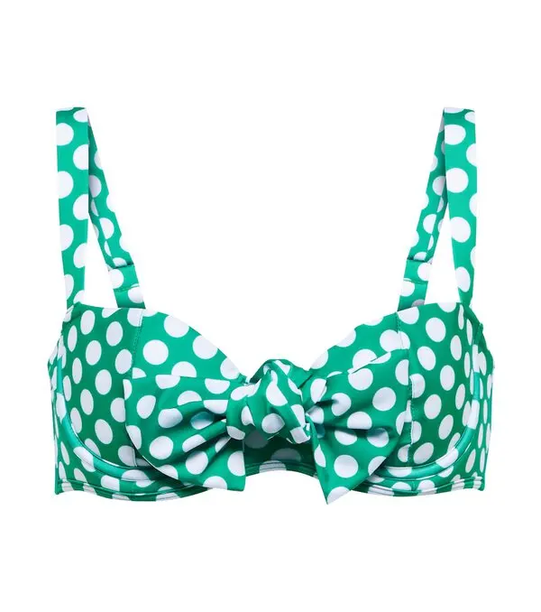 ALEXANDRA MIRO Clara Polka-dot Bikini Top - Green