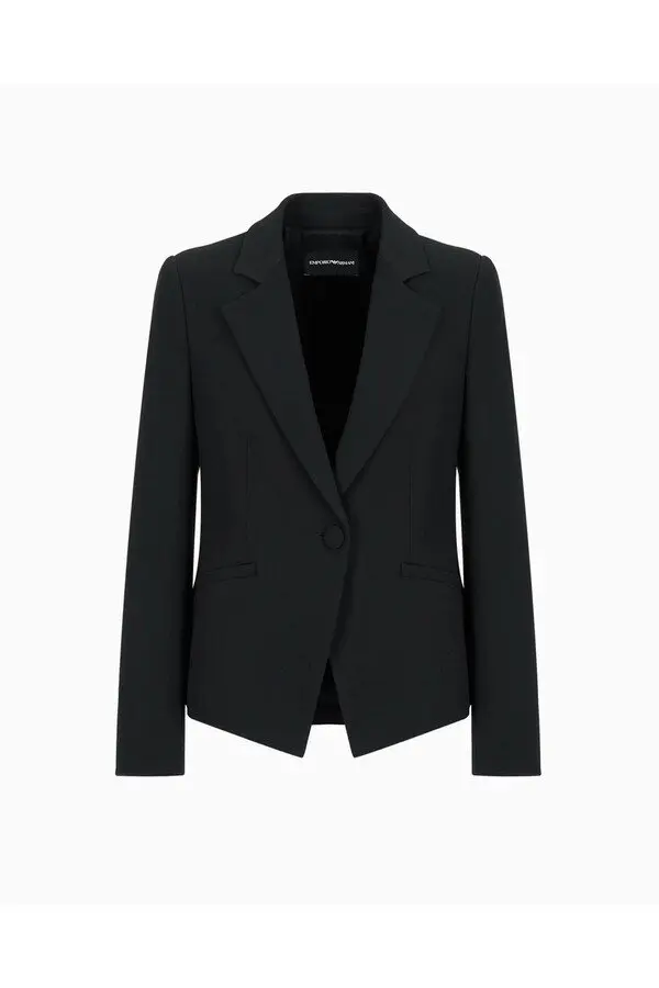 Emporio Armani Cady Crêpe Jacket With Lapels - Black