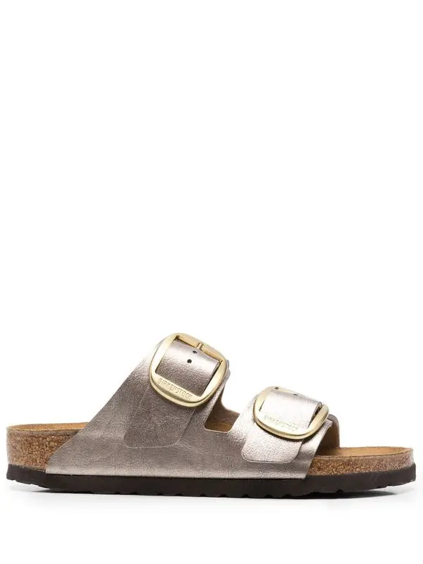 BIRKENSTOCK Metallic-effect Flat Sandals - Neutrals