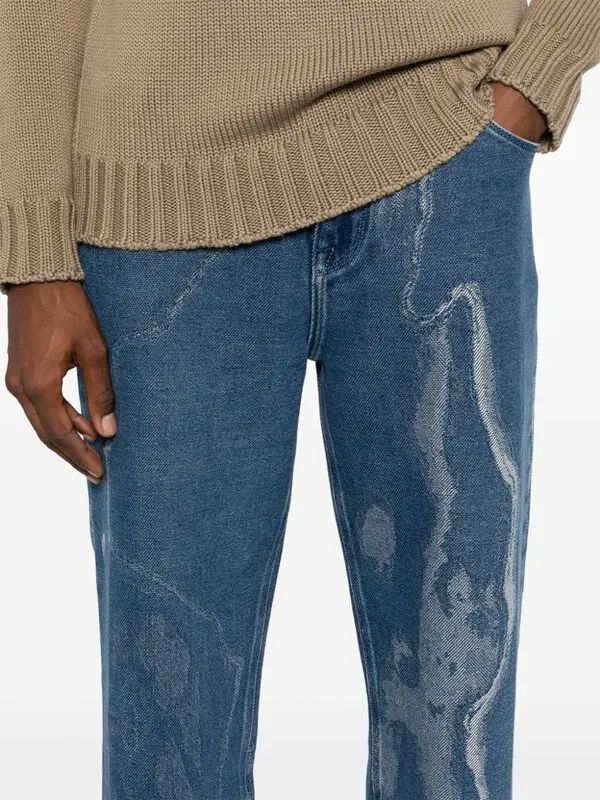 Fendi Pattern Jacquard Cropped Jeans - Blue