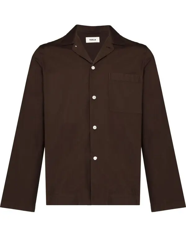 TEKLA Long-sleeve Pyjama Shirt - Brown