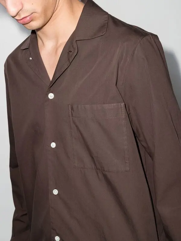 TEKLA Long-sleeve Pyjama Shirt - Brown
