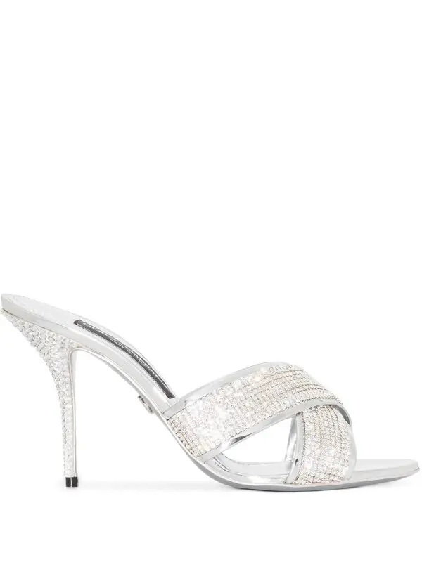 Dolce & Gabbana Crystal-embellished Heeled Sandals - Silver