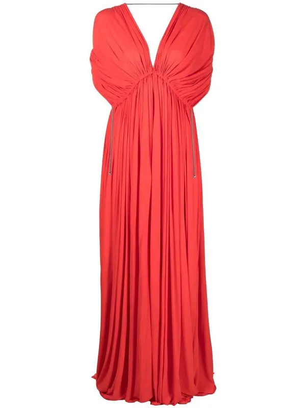 LANVIN V-neck Pleated Gown