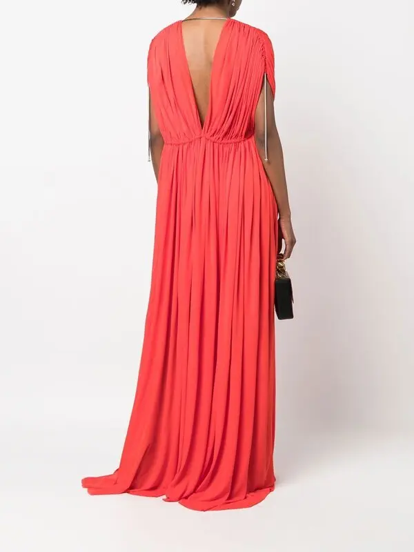 LANVIN V-neck Pleated Gown