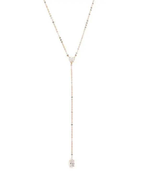ANITA KO 18kt Rose Gold Diamond Lariat Necklace - Pink