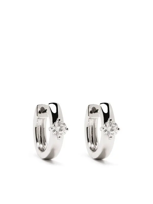 ANITA KO 18kt White Gold Diamond Huggie Earrings - Silver