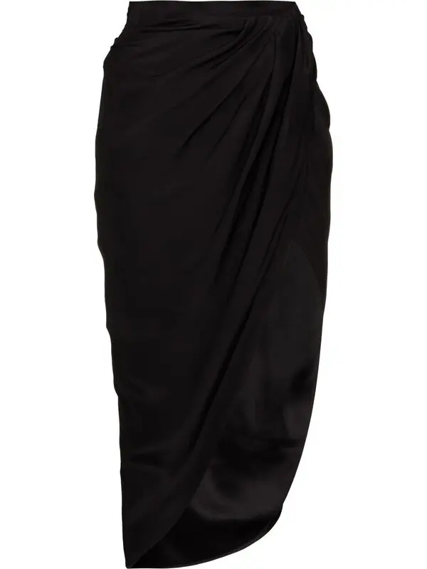 Gauge81 Paita Draped Asymmetric Silk Skirt - Black