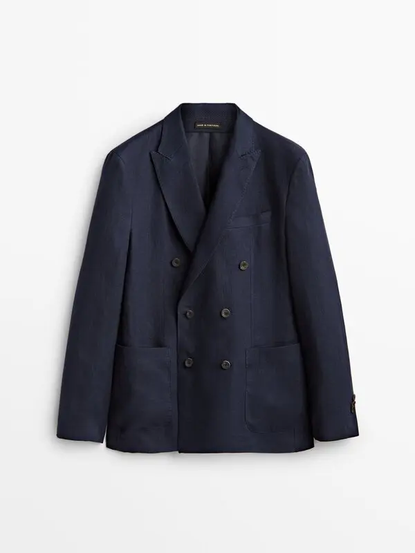 Massimo Dutti Double-breasted Linen Blazer Limited Edition