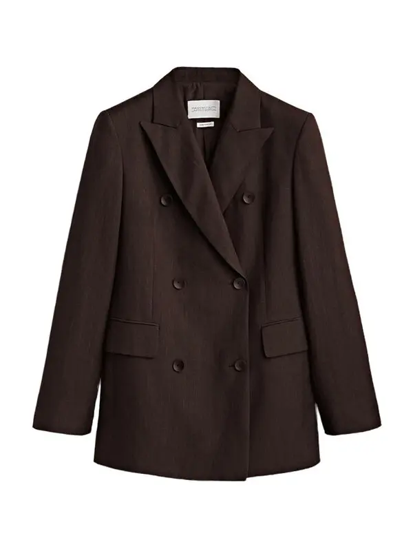 Massimo Dutti Double-breasted Brown Blazer Limited Edition