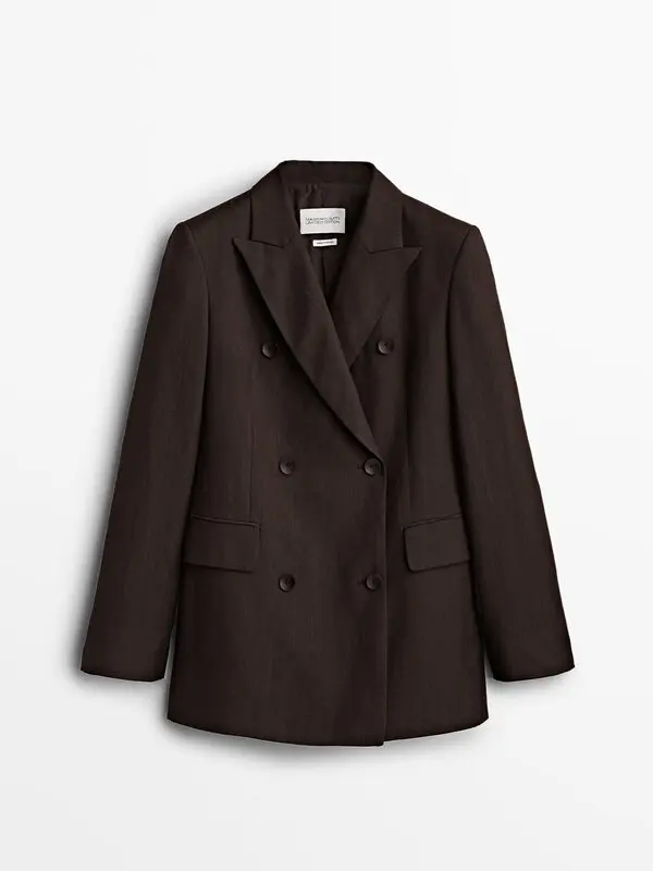 Massimo Dutti Double-breasted Brown Blazer Limited Edition