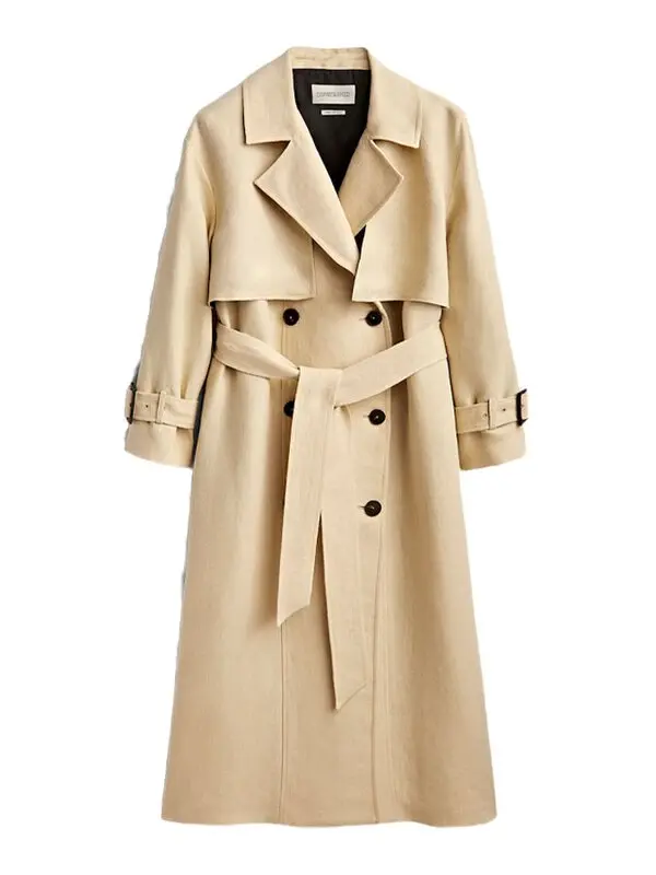 Massimo Dutti Flowing Linen Trench Coat Limited Edition