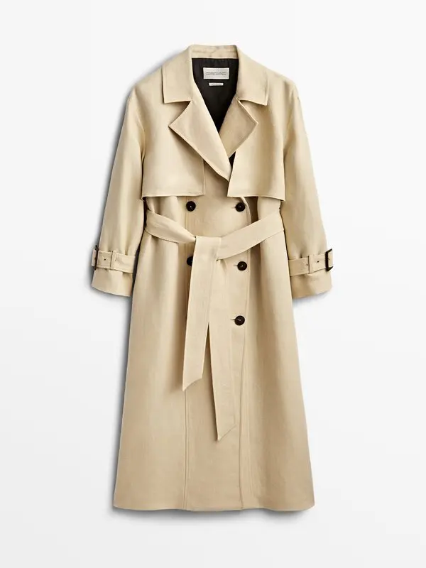 Massimo Dutti Flowing Linen Trench Coat Limited Edition