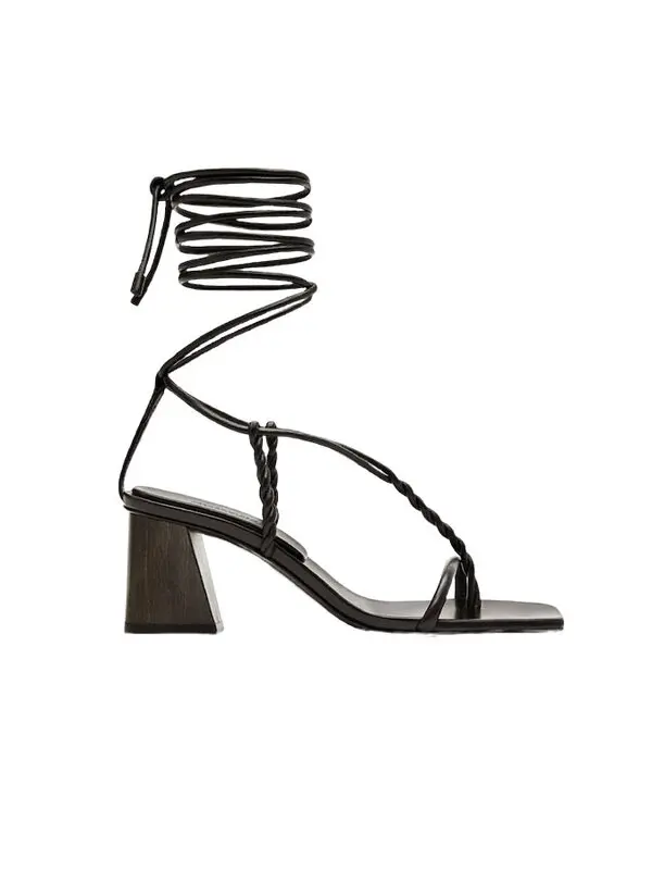 Massimo Dutti Leather Block Heel Sandals Limited Edition