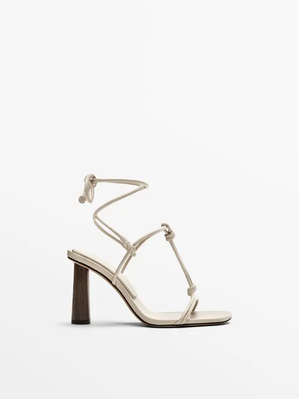 Massimo Dutti Leather Knotted Strap Sandals Limited Edition