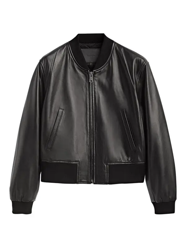 Massimo Dutti Nappa Leather Bomber Jacket