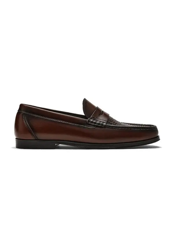 Massimo Dutti Woven Leather Loafers Limited Edition