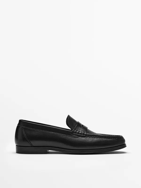 Massimo Dutti Woven Leather Loafers Limited Edition